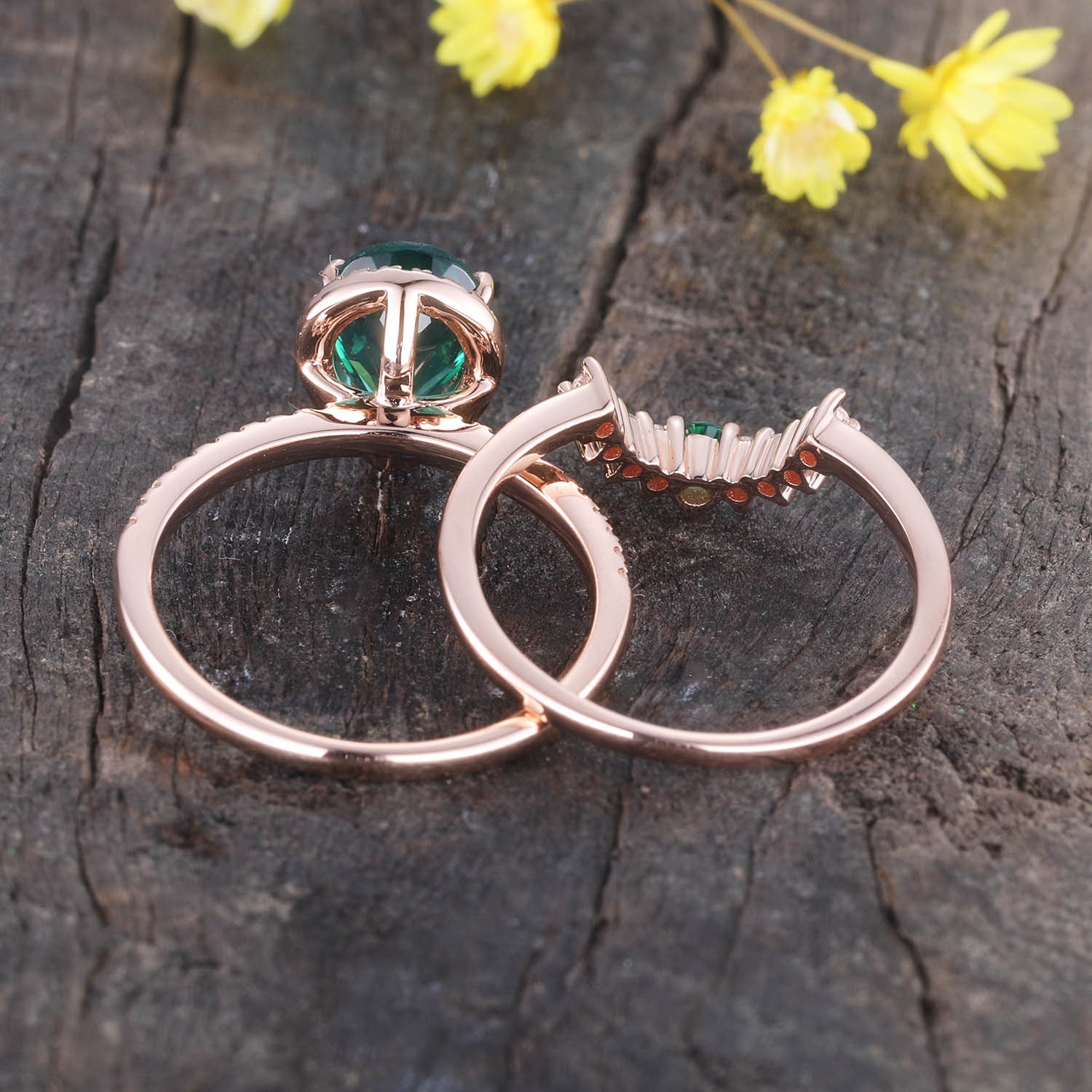 Emerald Rings for Women Emerald Engagement Ring Setvintage | Etsy