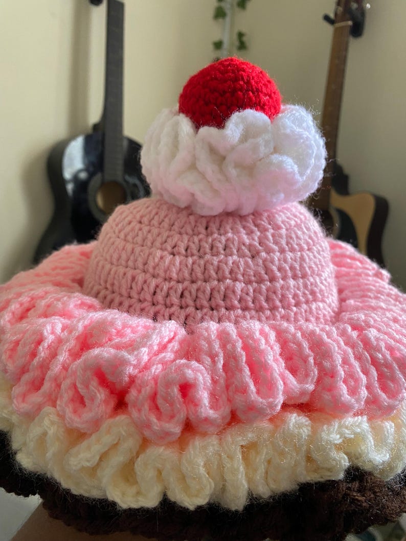 Crocheted Ice Cream 3 Layer Ruffle Hat | Chocolate, Vanilla and ...