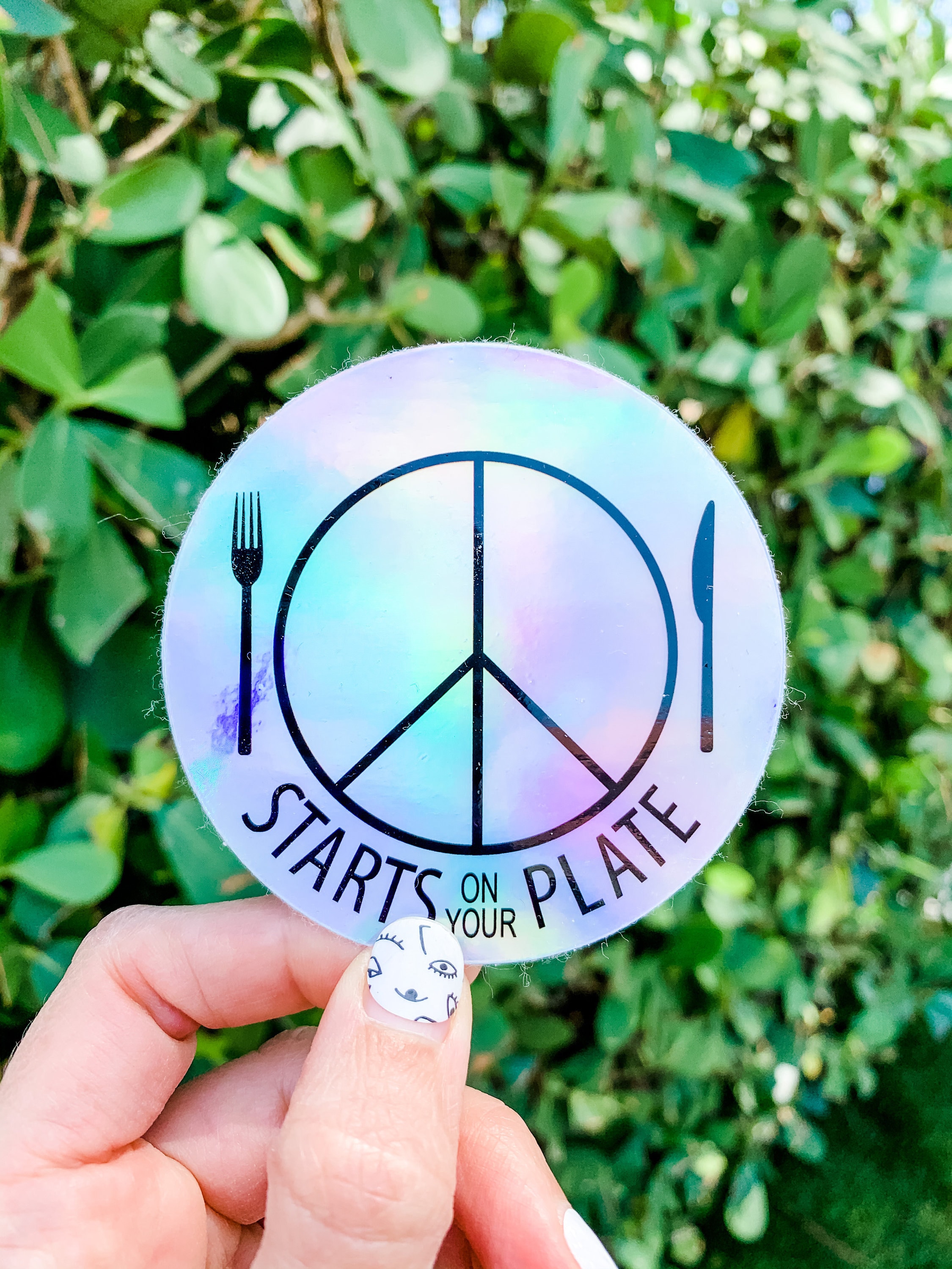 Peace Starts on Your Plate Holographic Sticker, Vegan Sticker ...