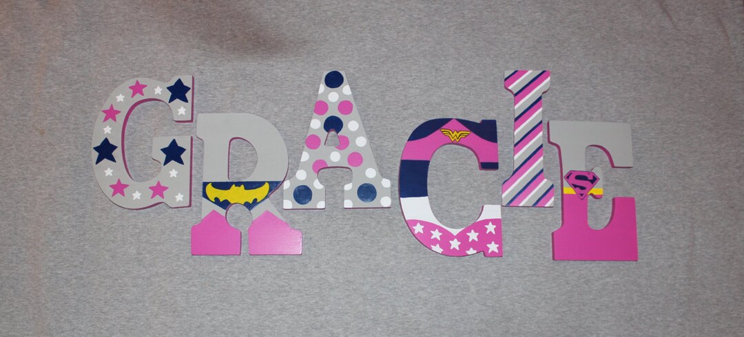 Superhero Letters - Girl Superhero Letters - Handpainted Custom Made ...