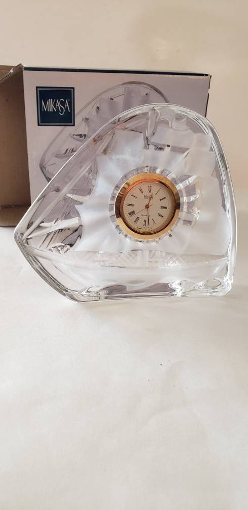 Mikasa Crystal Ship Desk Clock - Etsy