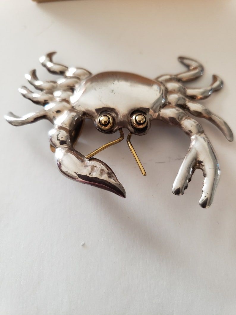 Sterling Silver Crab Pin - Etsy