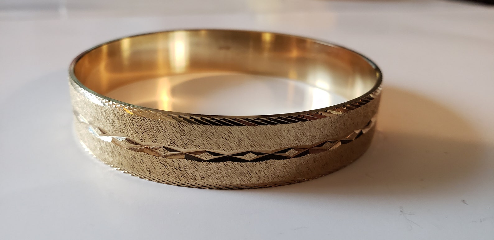 Anson Signed Gold Tone Bangle Bracelet - Etsy