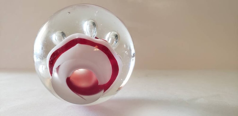 Vintage Red and White Paperweight - Etsy