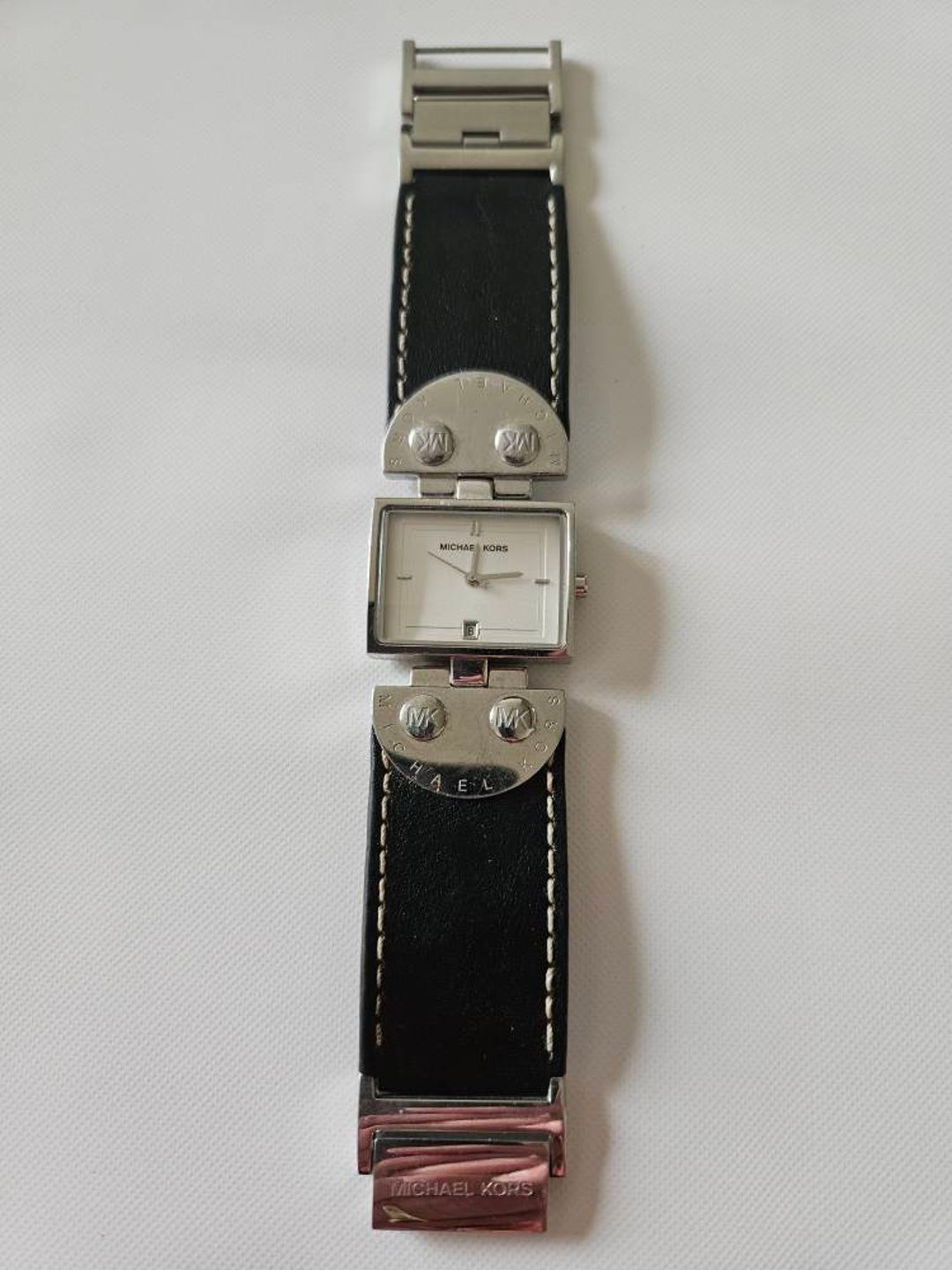 Michael Kors Women's Square Leather Strap Watch With Date Michael Kors Women's Square Leather Strap Watch With Date