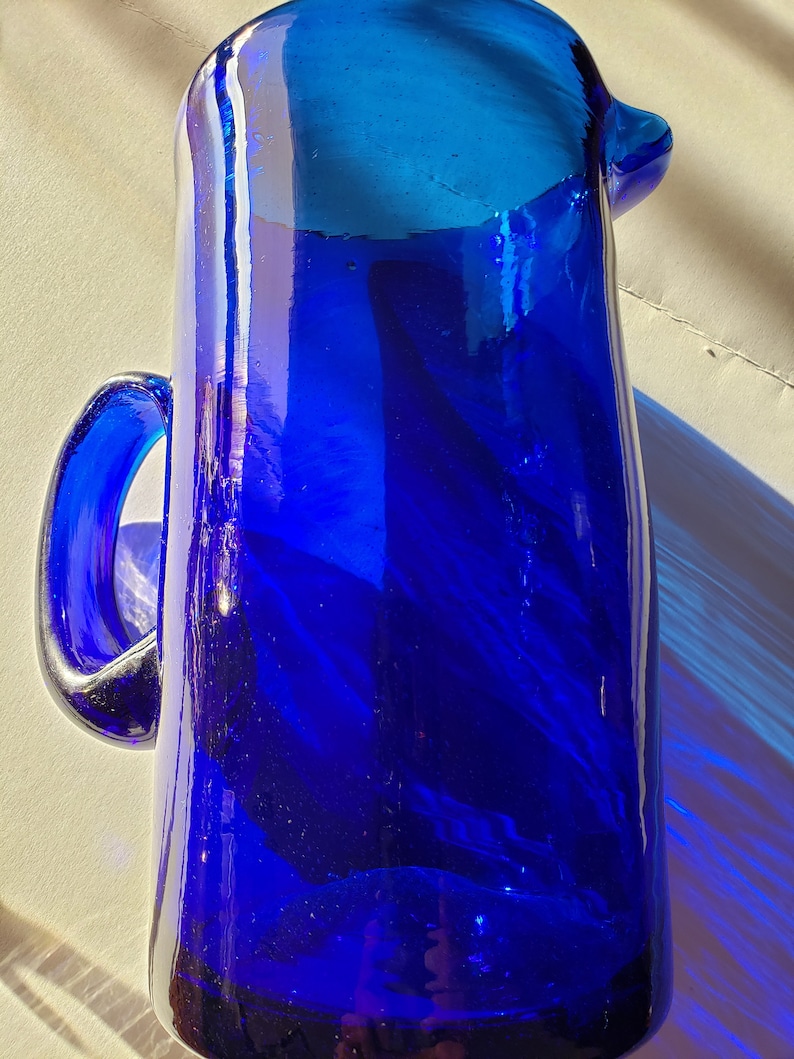 Blue Cobalt Hand Blown Pitcher - Etsy