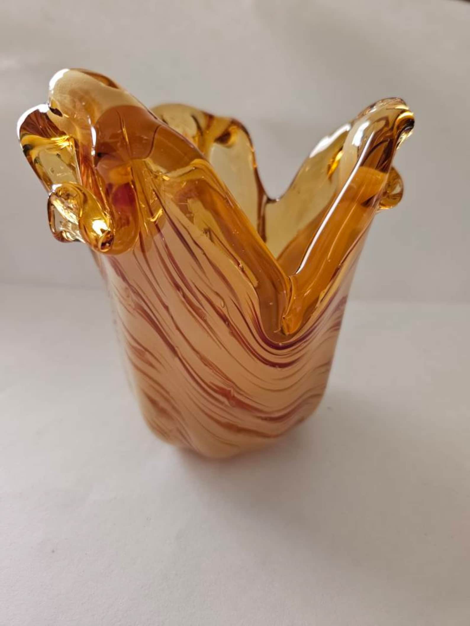 White Cristal Light Amber Vase Hand Made in Italy. - Etsy