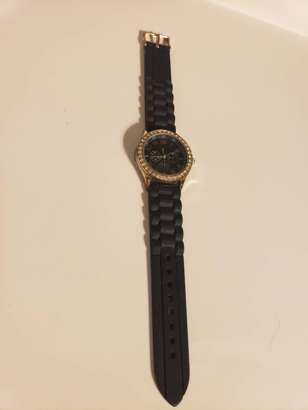 Darice Womens Quartz Rhinestone Face Chronographic Wristwatch Silicone ...