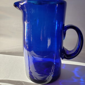 Blue Cobalt Hand Blown Pitcher - Etsy