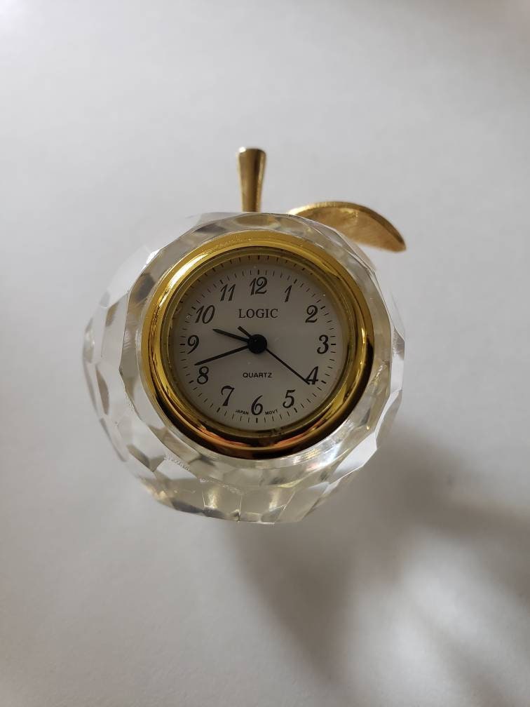 Miniature crystal apple clock | Etsy