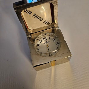 Gift Box Bow Miniature Clock Silver Gold With Photo Insert - Etsy