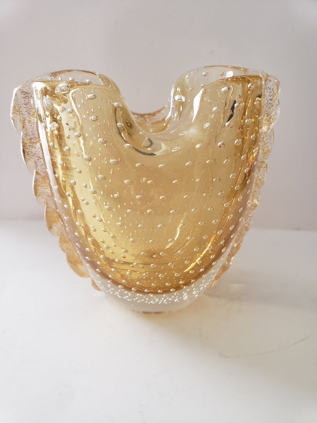 Gold Glass Short Vase - Etsy