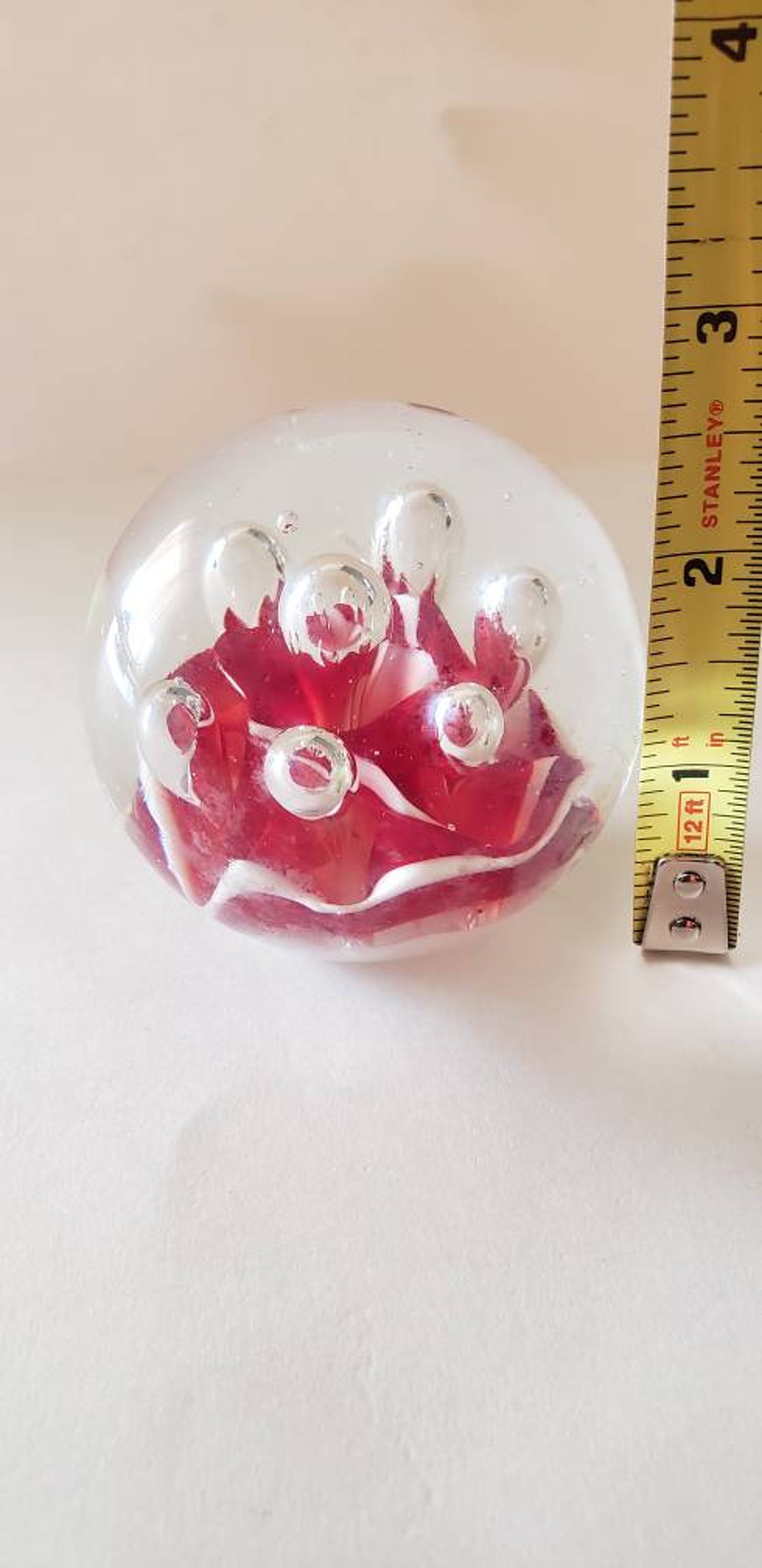 Vintage Red and White Paperweight - Etsy