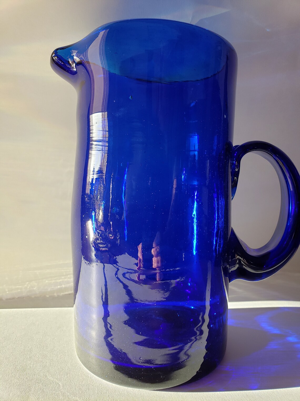 Blue Cobalt Hand Blown Pitcher - Etsy