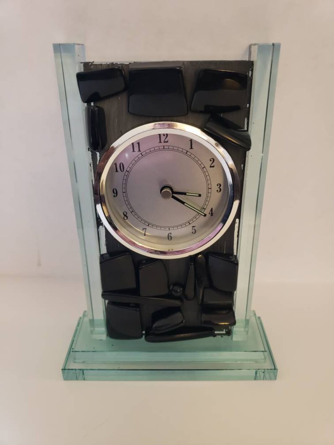 Tall Glass Mantel or Table Quartz Clock - Etsy