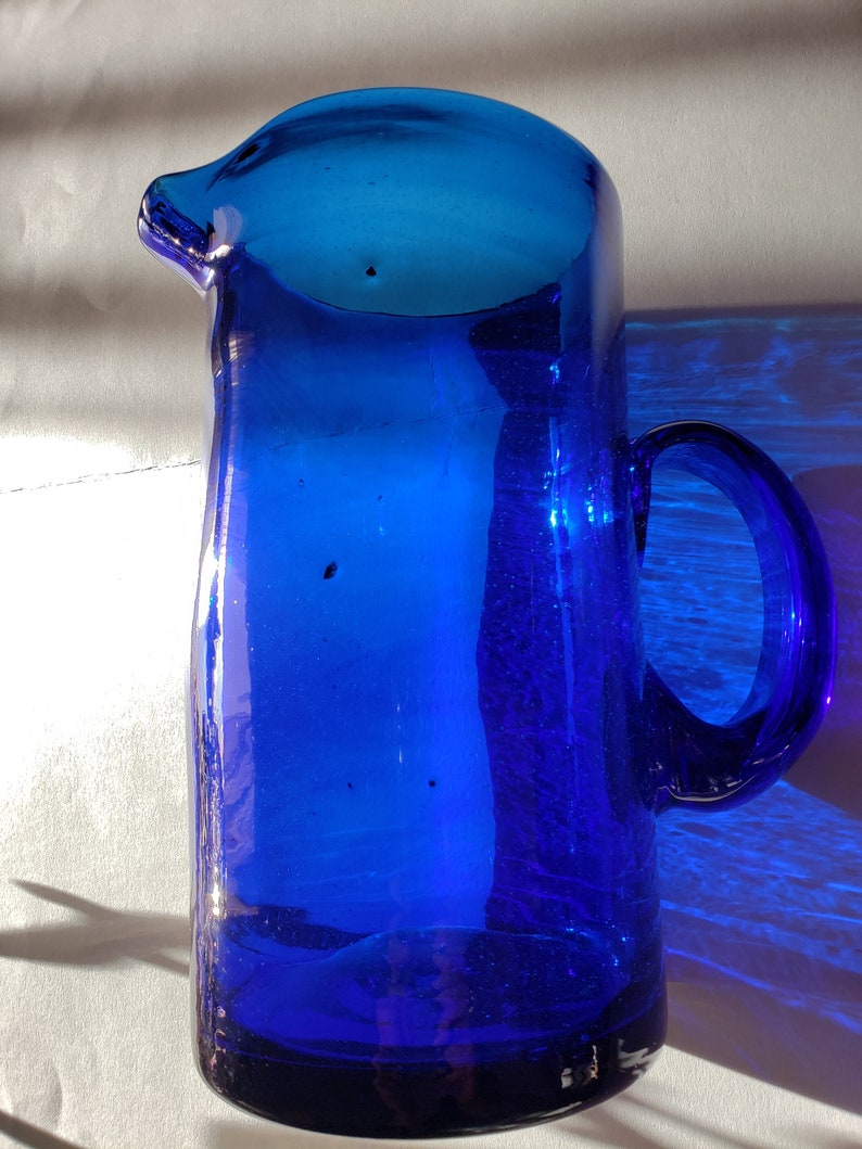 Blue Cobalt Hand Blown Pitcher - Etsy