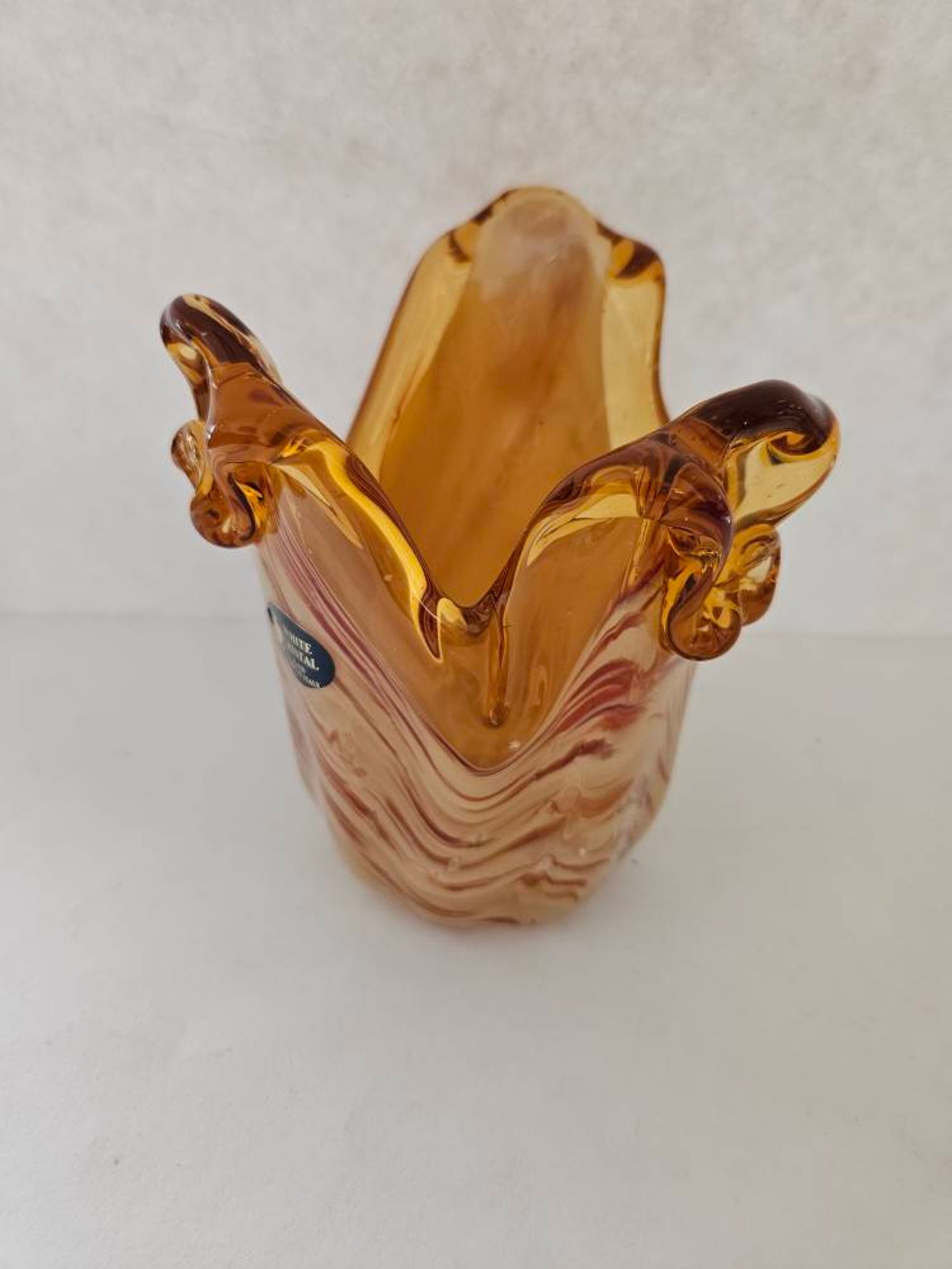 White Cristal Light Amber Vase Hand Made in Italy. - Etsy
