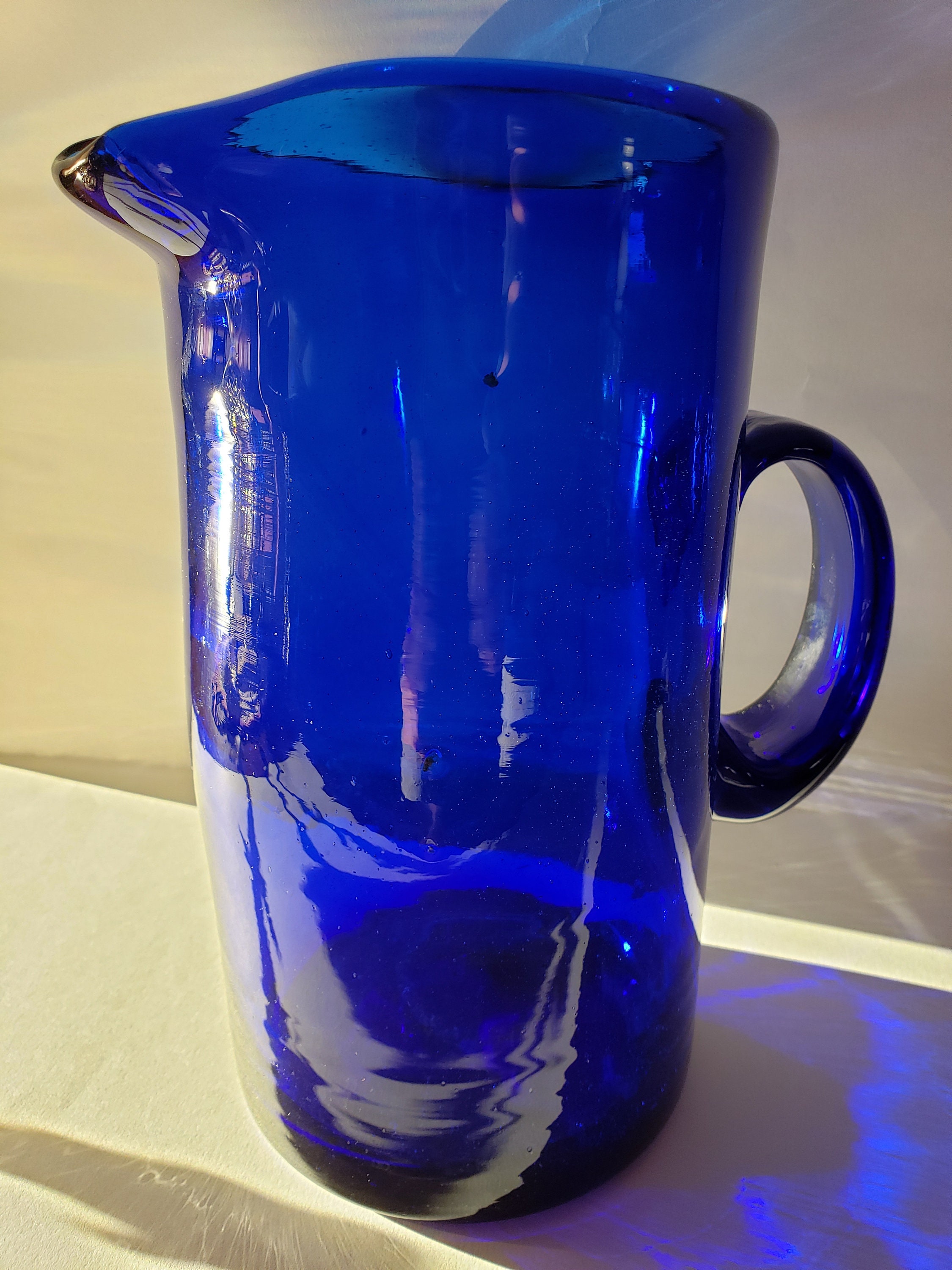 Blue Cobalt Hand Blown Pitcher - Etsy