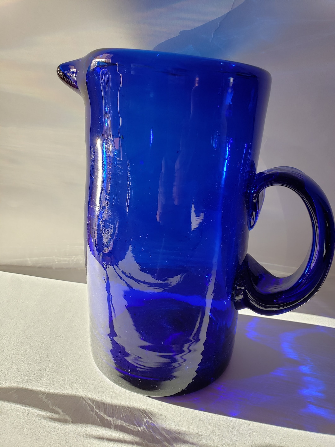 Blue Cobalt Hand Blown Pitcher - Etsy