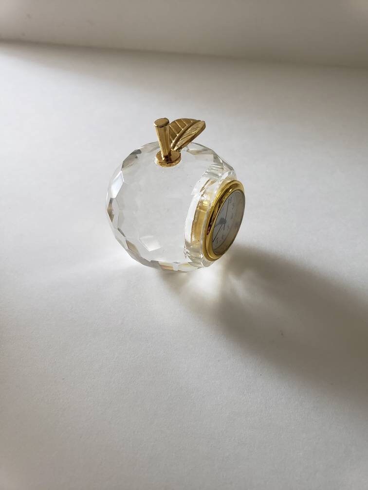 Miniature crystal apple clock | Etsy