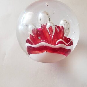 Vintage Red and White Paperweight - Etsy