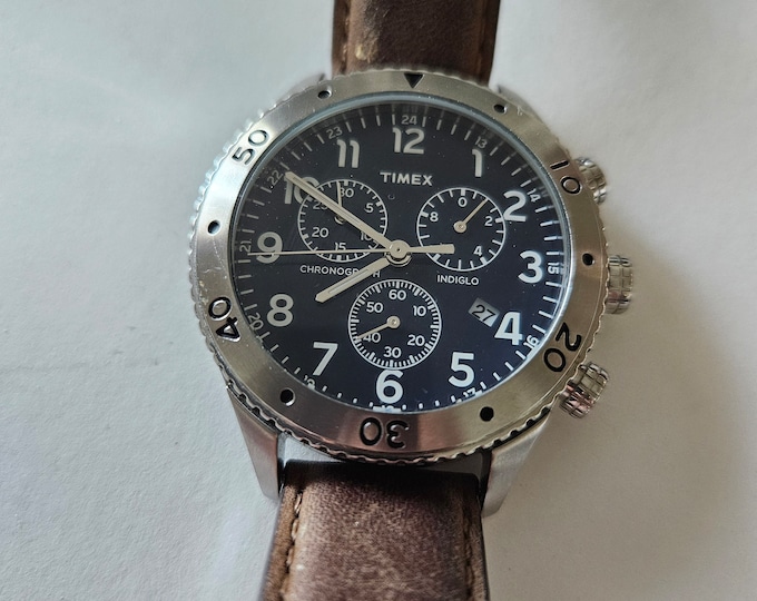 Vintage Timex Chronograph 1854 Indiglo Mens Watch WR 100m - Etsy
