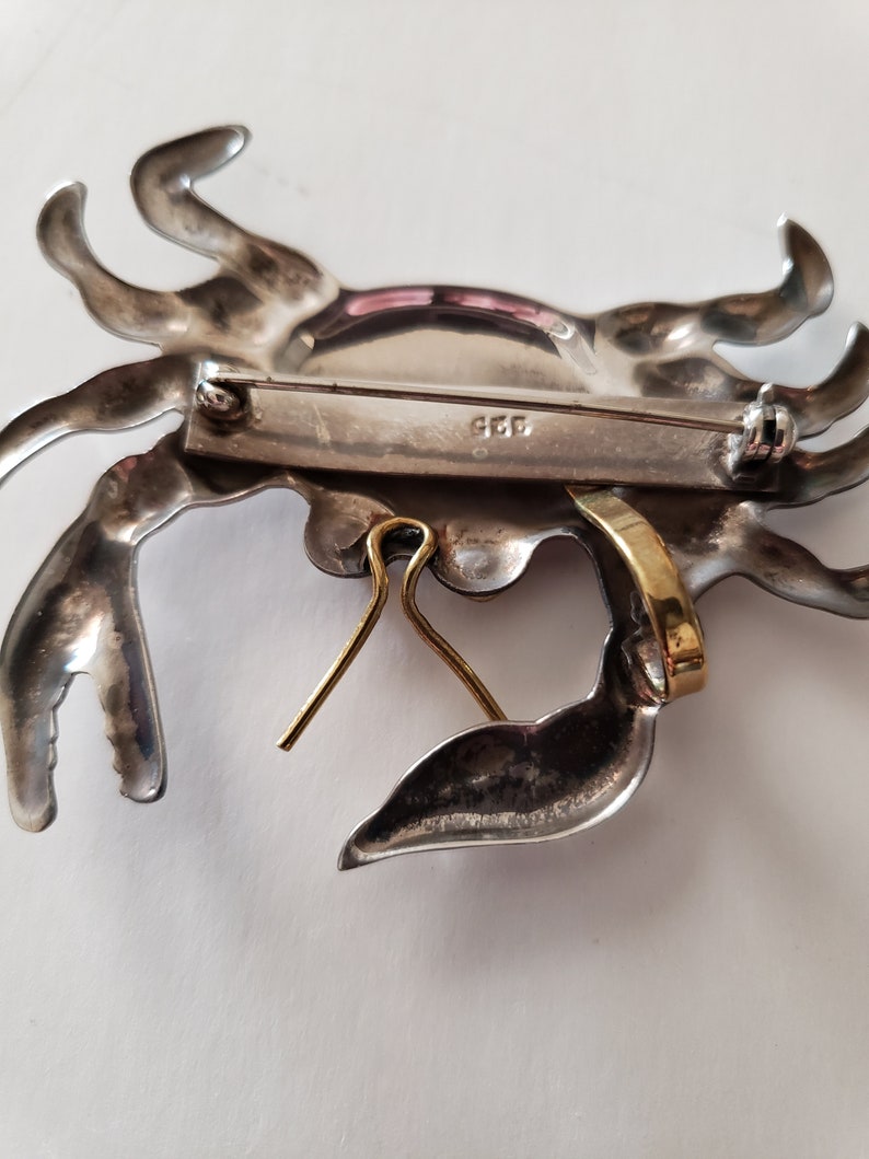 Sterling Silver Crab Pin - Etsy