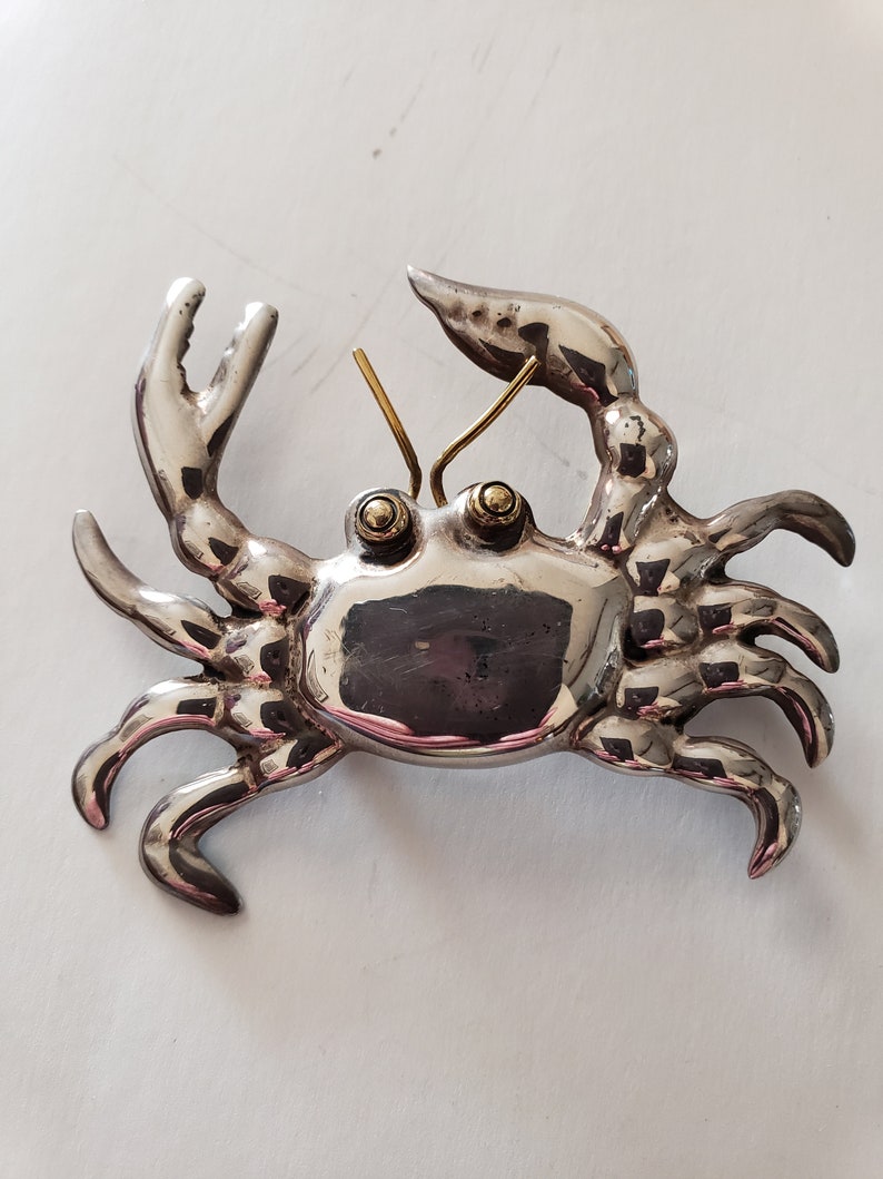 Sterling Silver Crab Pin - Etsy