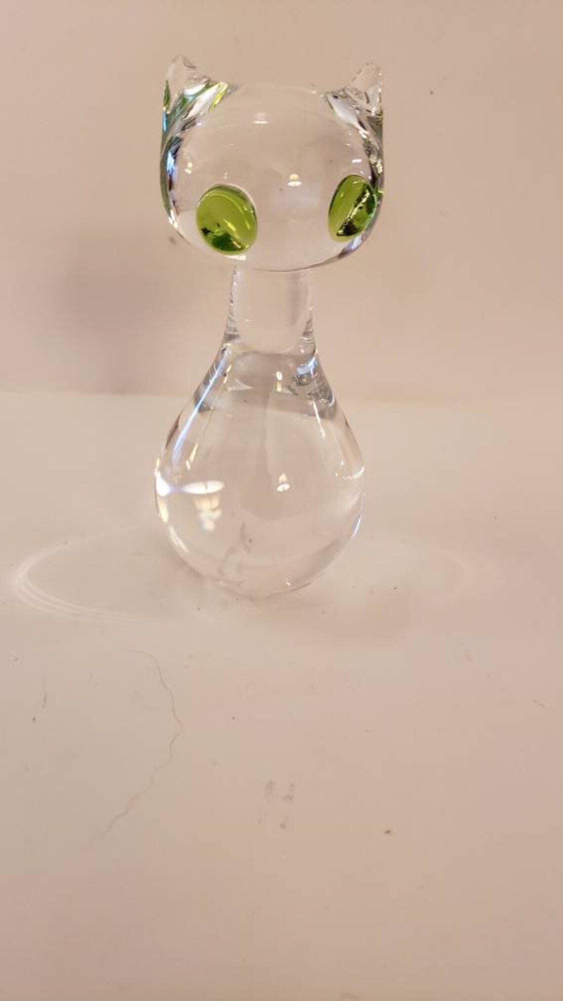 Glass cat with green eyes | Etsy