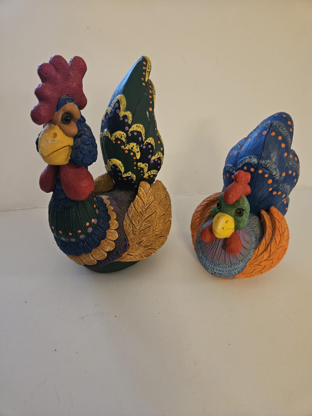 Pete Apsit Vintage Pair of Roosters Sculpture Highly Detailed Resin ...