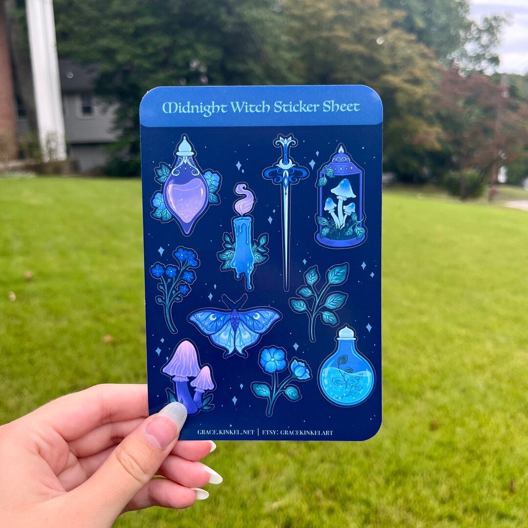 Midnight Witch Sticker Sheet 4 X 6 Inches Witchy Gift - Etsy