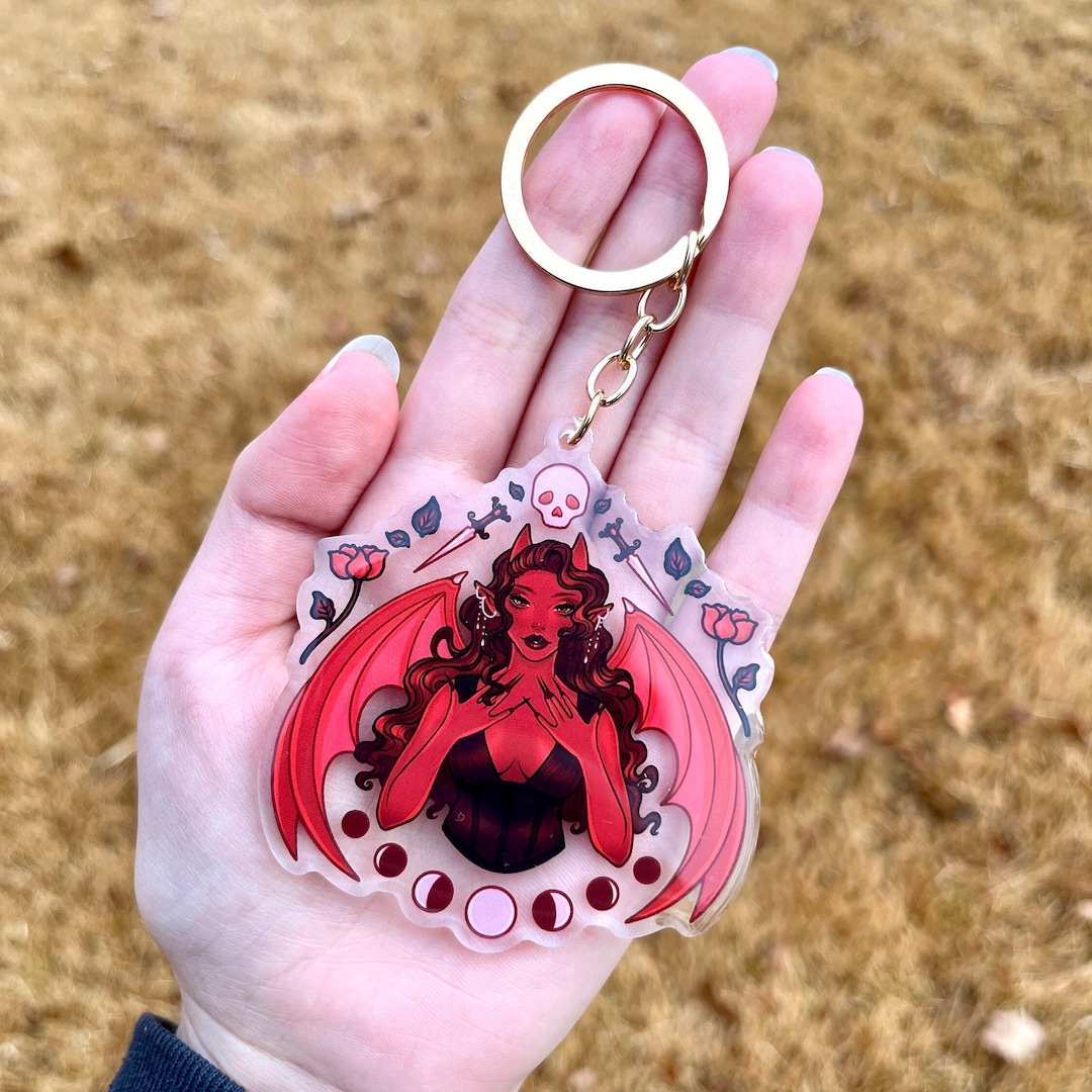 Spooky Demon Girl Acrylic Keychain - Etsy