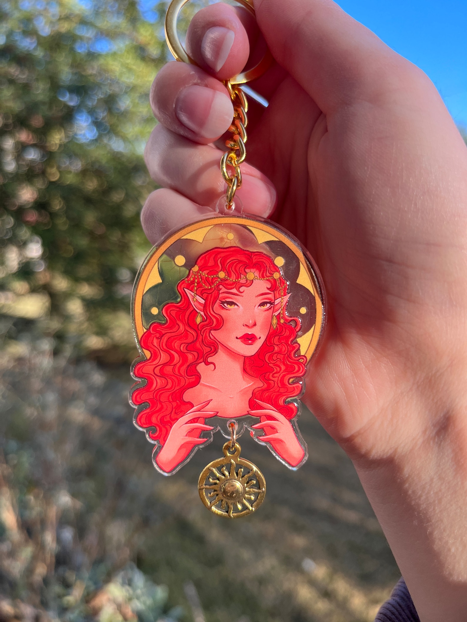 Celestial Goddess Keychain With Mystery Gold Charm | Sun, Moon, Star ...