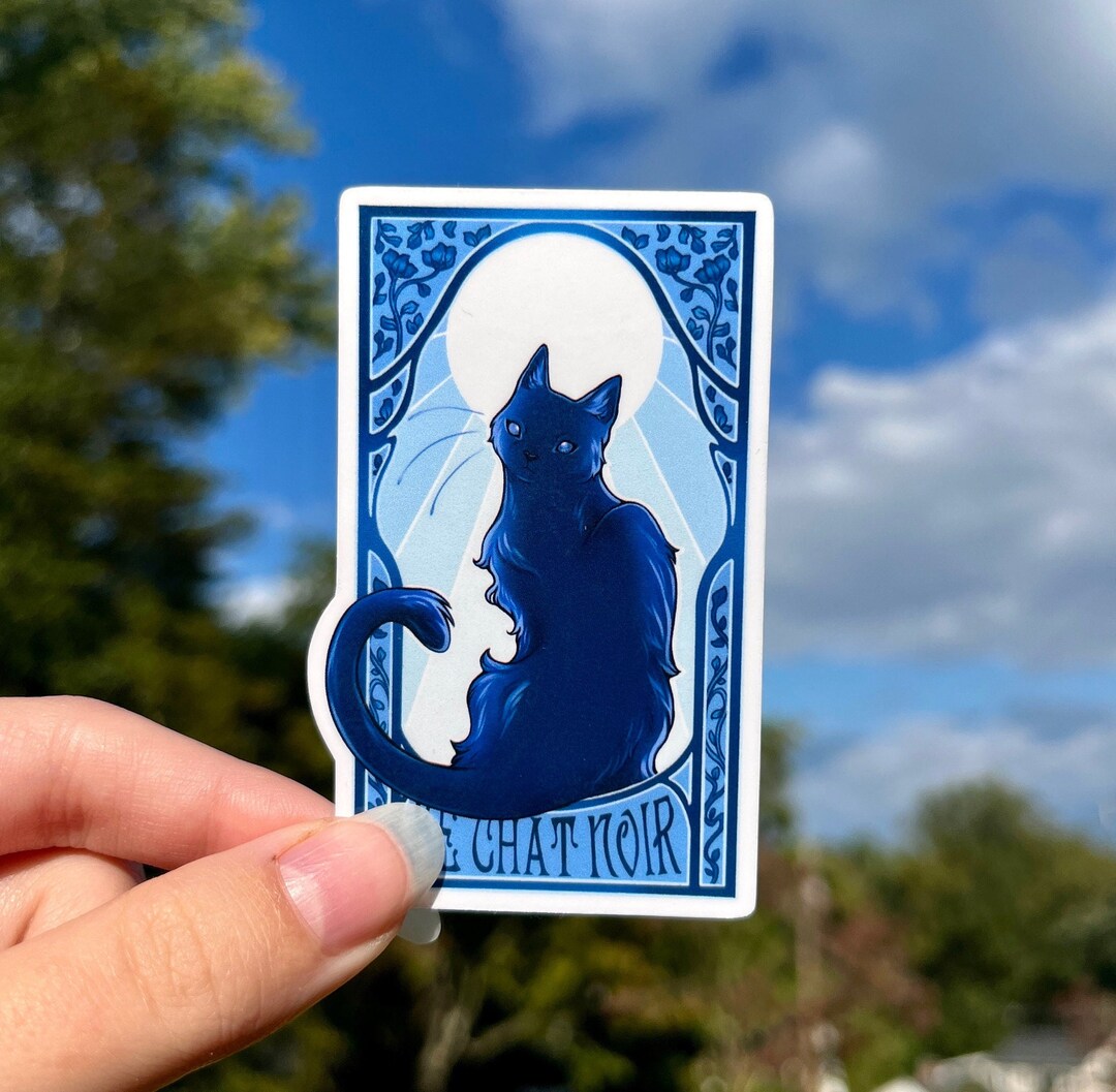 Le Chat Noir Sticker Black Cat Gothic Art Witchy Illustration Water ...