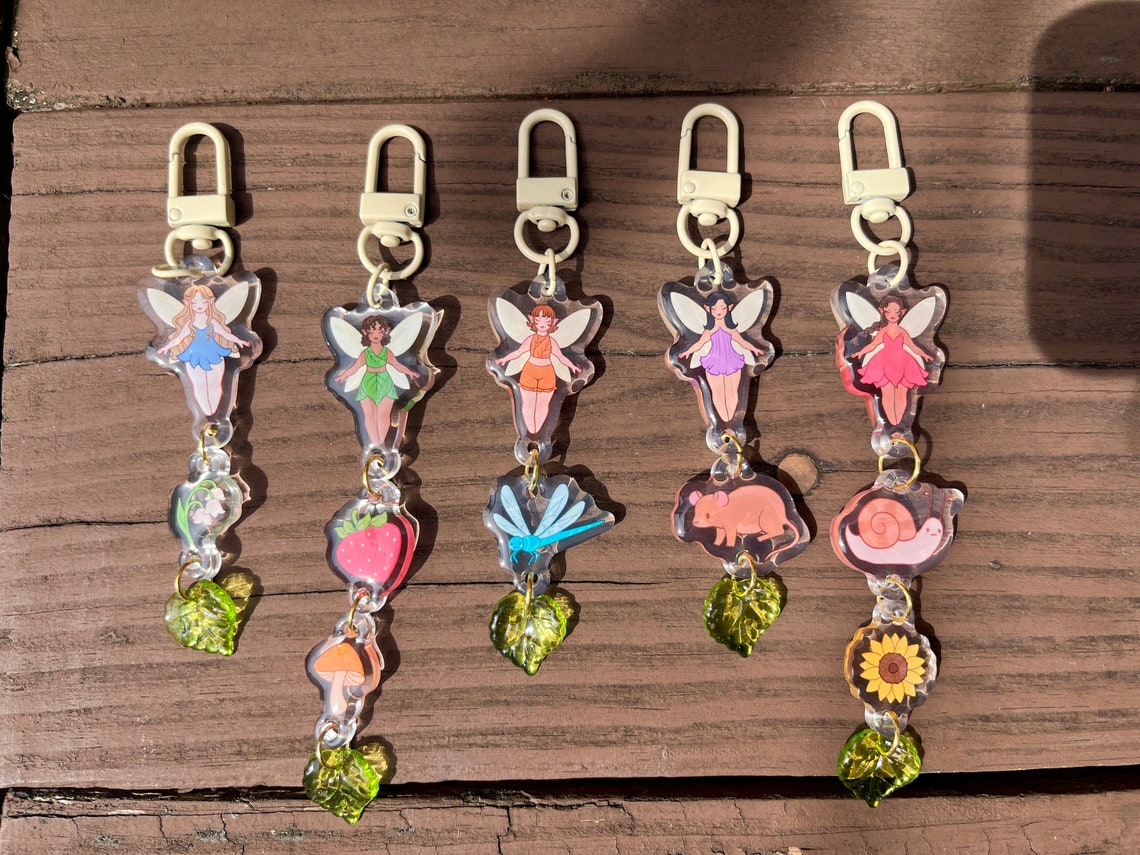 Adopt a Fairy Customizable Acrylic Keychain | 5 Fairies and 10 Charms ...