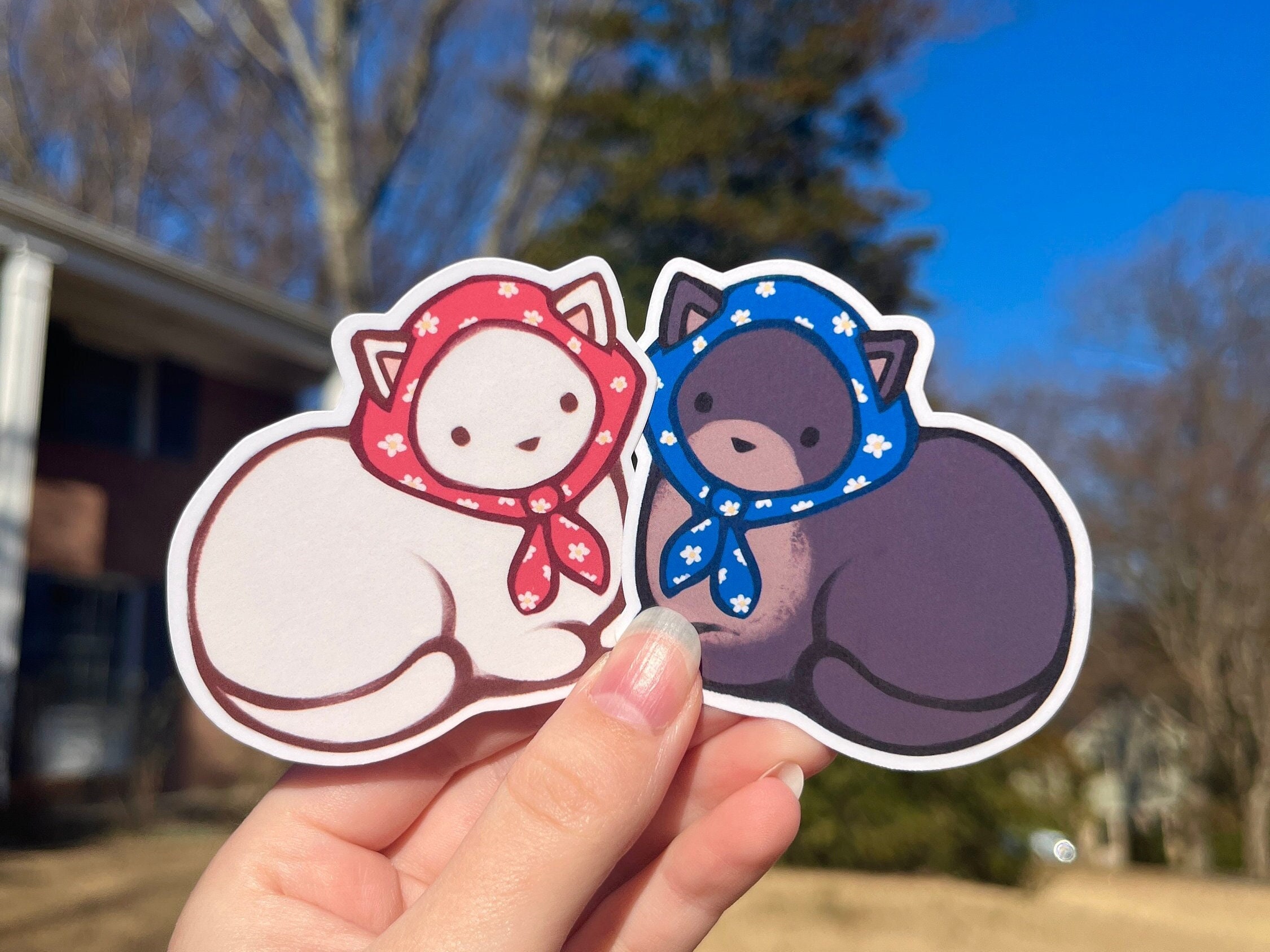 Babushka Cat Stickers Cute Matching Kitty Decals Partner Gifts Friend ...