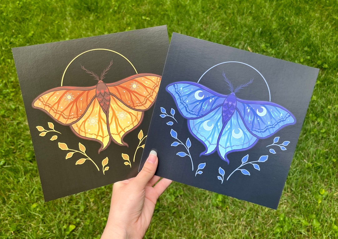 Sun and Moon Moth 8x8 Prints | Wall Art | Celestial Magical Artwork ...