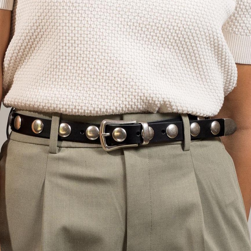 Men Black Belt Silver Tip - Etsy