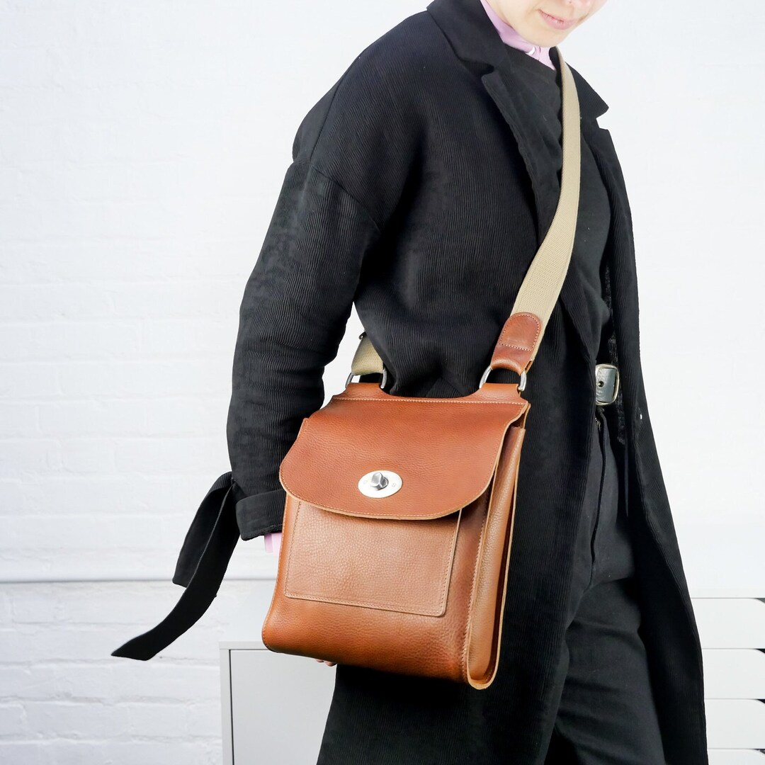 Tan Leather Crossbody Bag Soft Leather Messenger Veg Tan Turnlock ...
