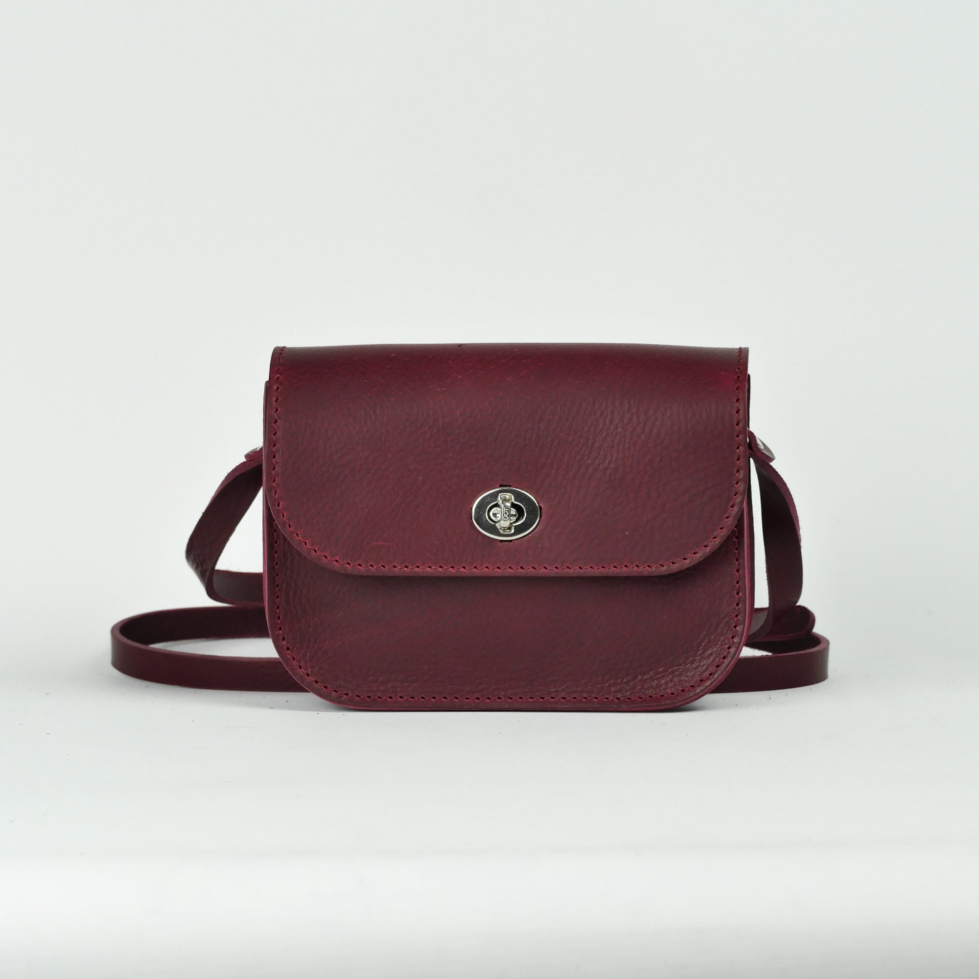 Burgundy Leather Crossbody Bag // Medium Cross Shoulder - Etsy