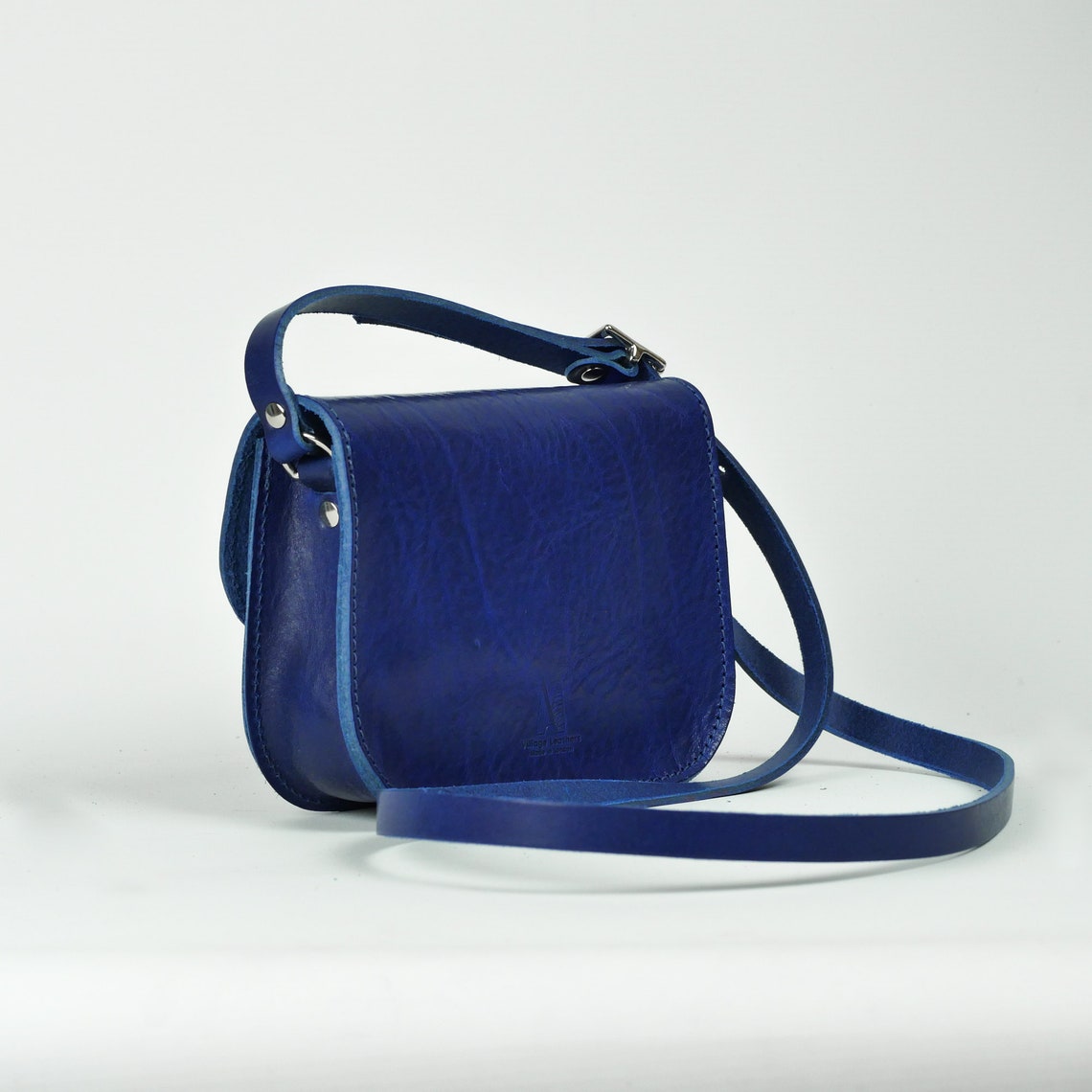 Blue Leather Shoulder Bag Vibrant Crossbody Handbag Blue - Etsy