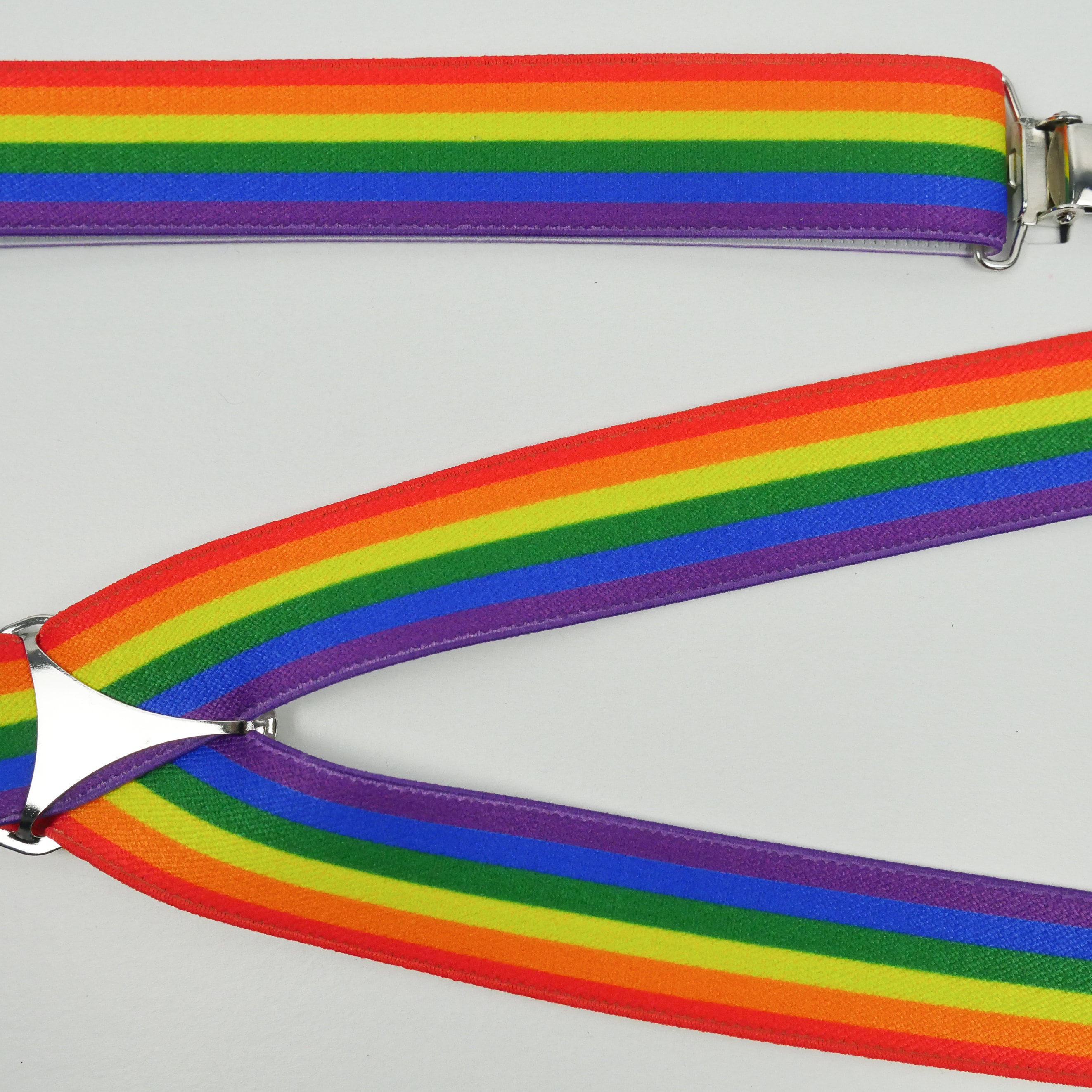 Rainbow Skinny Braces // Pride Flag Elastic Clip on Braces // | Etsy UK