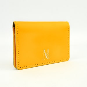 Yellow Leather Card Holder // Handmade Leather Shirt Wallet // Slim ...