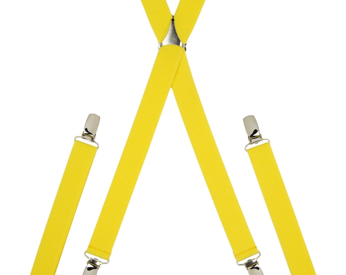 Yellow Suspender Tie Set Wedding Suspender, Necktie, Pocket Square, and ...