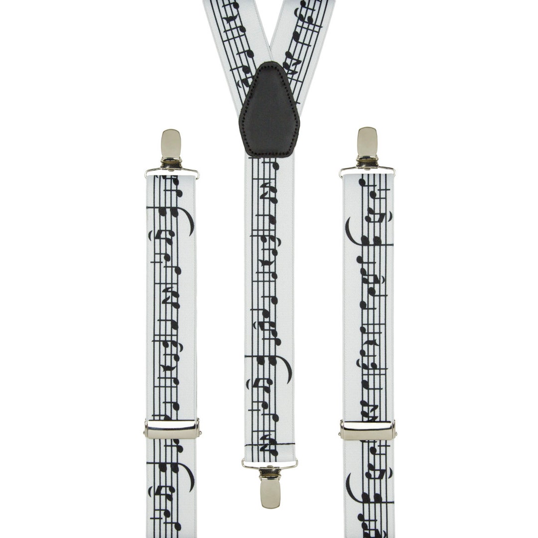 Men's Music Notes Braces | Unisex Elastic Clip on Braces | Novelty ...