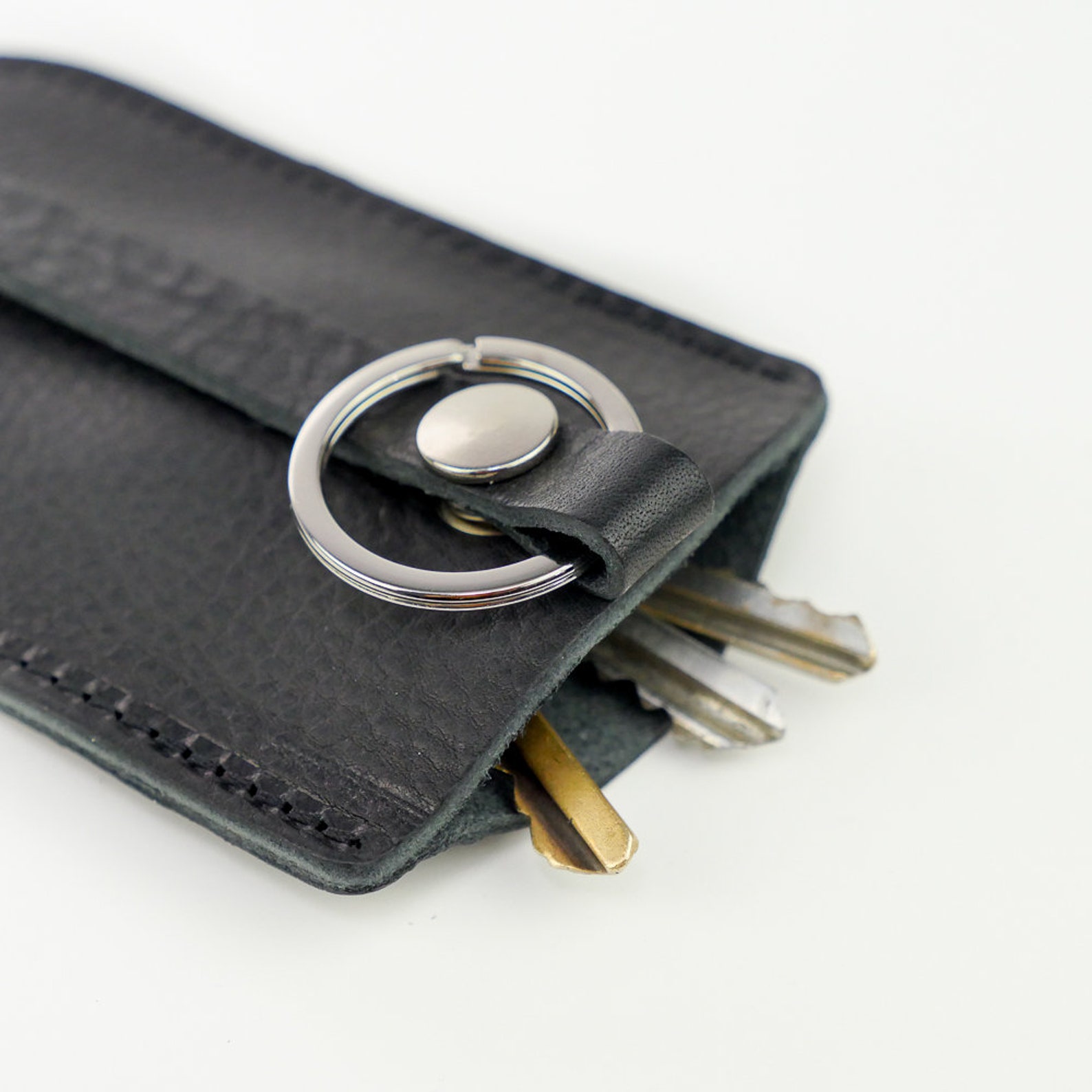 Black Leather Bell Key Holder - Etsy