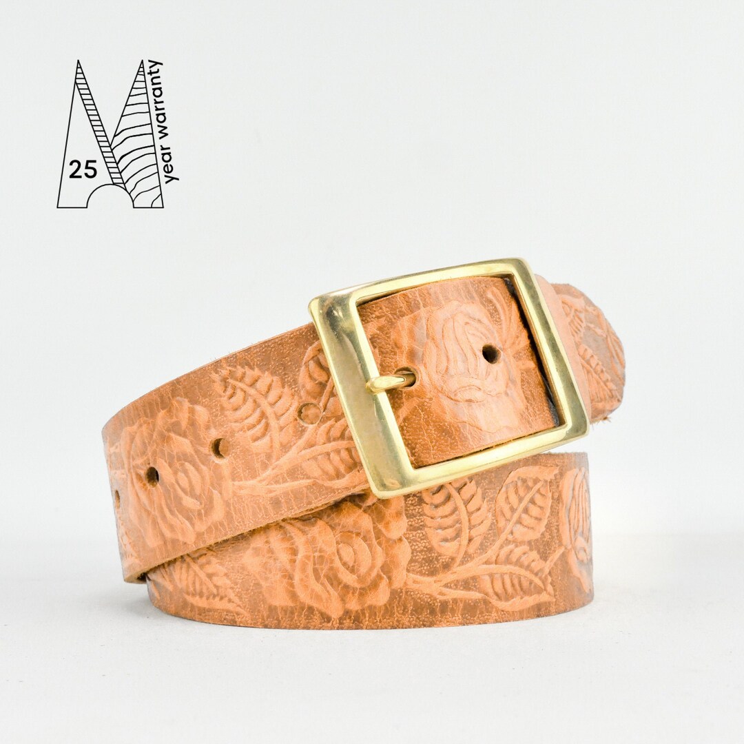Tan Embossed Leather Belt 1 3/4 Wide Tan Leather Belt - Etsy Norway