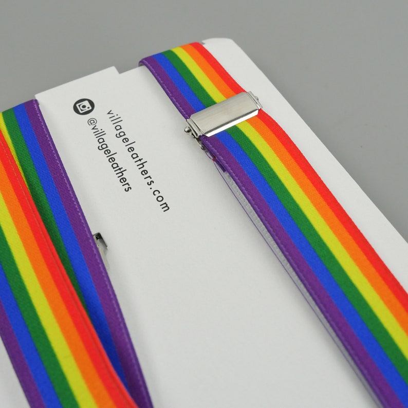 Rainbow Skinny Braces // Pride Flag Elastic Clip on Braces // - Etsy