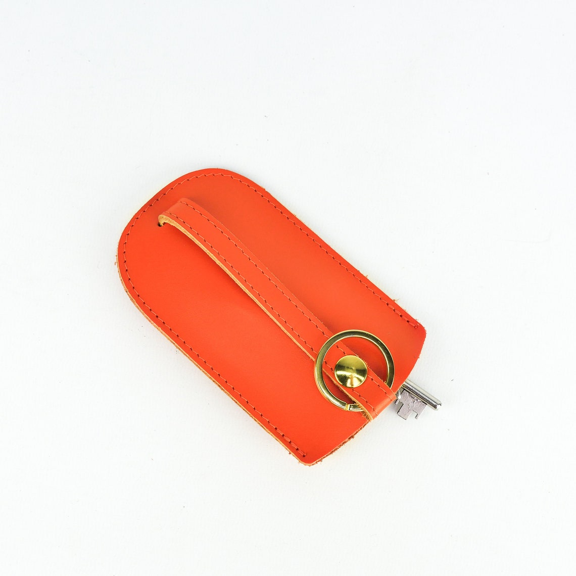 Hand Made Orange Leather Key Holder// Small and Soft Tangerine - Etsy UK