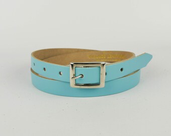 Blue Leather Belt | Etsy